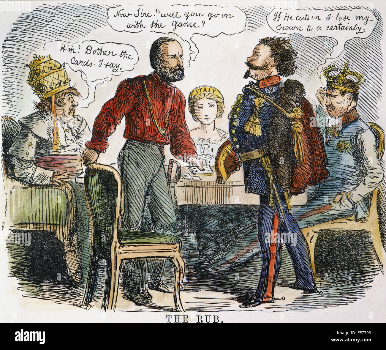 GARIBALDI CARTOON, 1860. /nThe meeting of Giuseppe Garibaldi and King ...