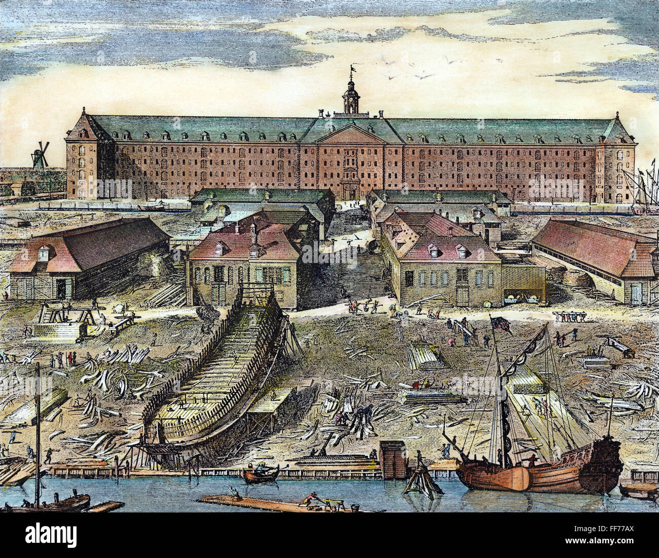 DUTCH EAST INDIA COMPANY. /nWharf and shipbuilding yard of the Dutch ...
