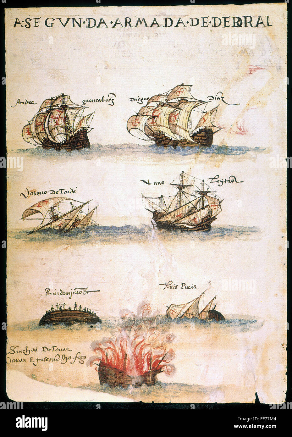 CABRAL: FLEET, 1500. /nSeven of the 13 Portuguese ships in Pedro ...