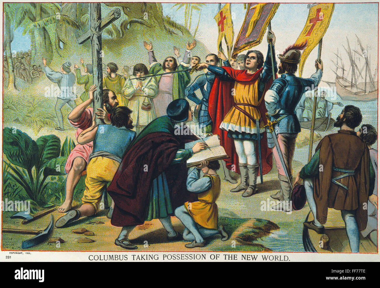 COLUMBUS: NEW WORLD, 1492. /nColumbus taking possession of the New ...