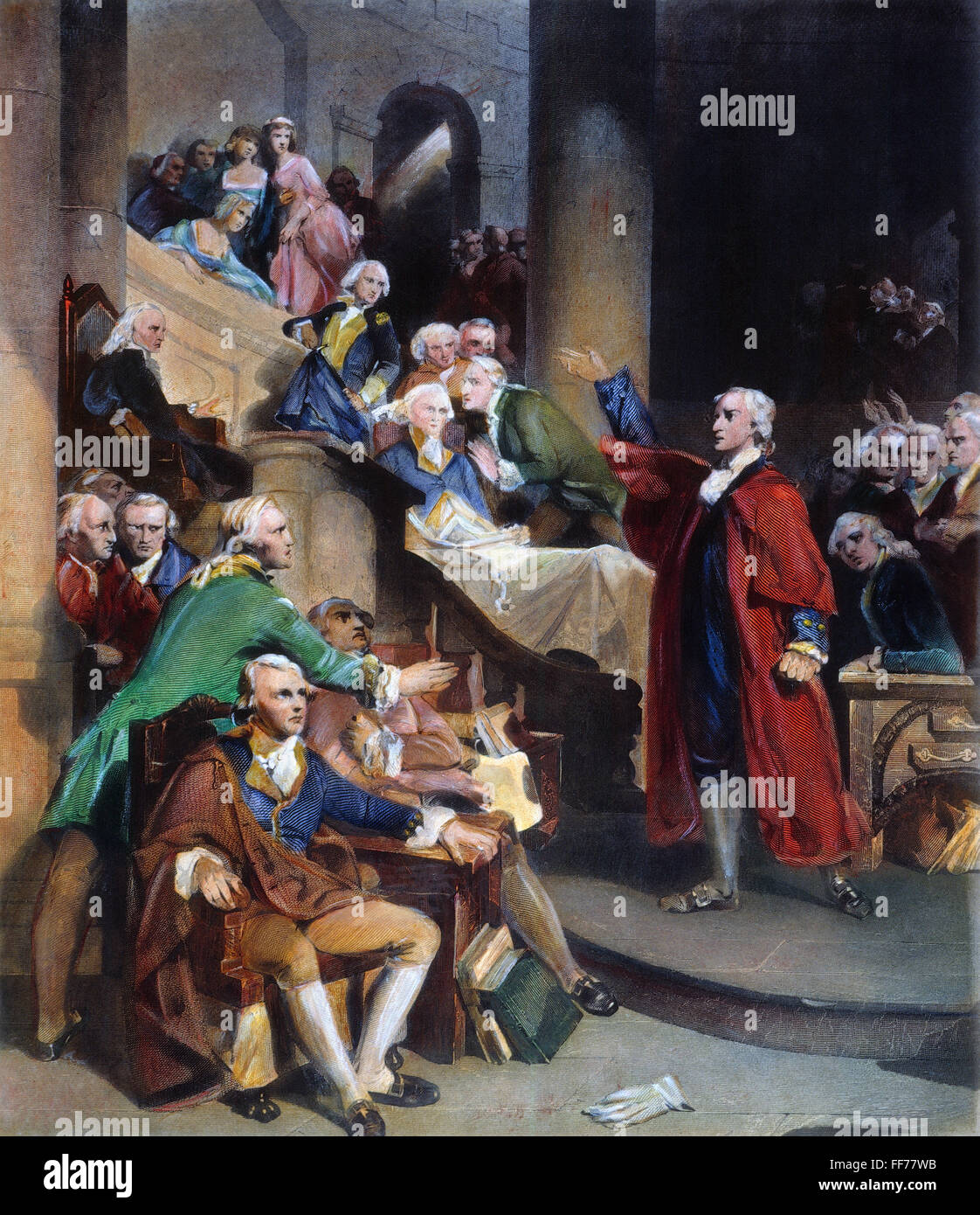 VIRGINIA: PATRICK HENRY, 1765. /nPatrick Henry speaking in the Virginia ...