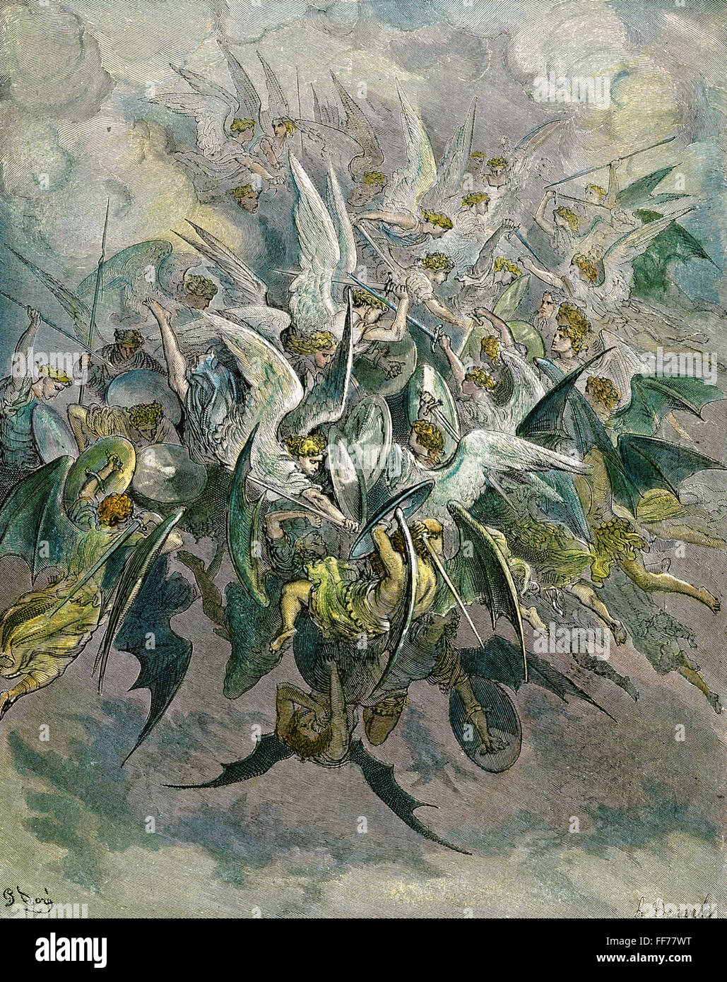 MILTON: PARADISE LOST. /nThe Battle of the Angels from John Milton's ...