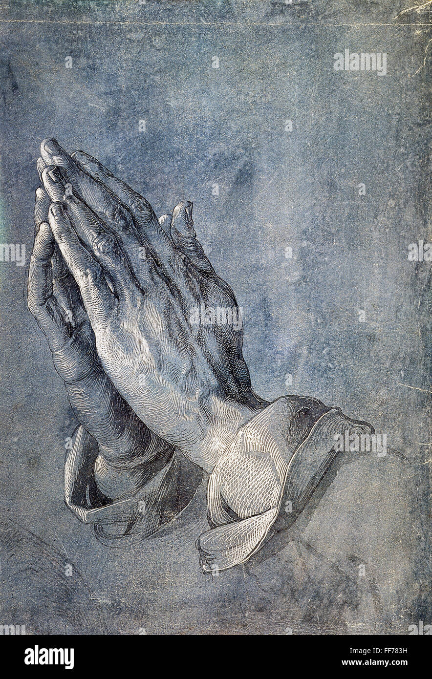 DURER: HANDS, 1508. /n'Praying Hands' (Study for an Apostle). Black ink ...