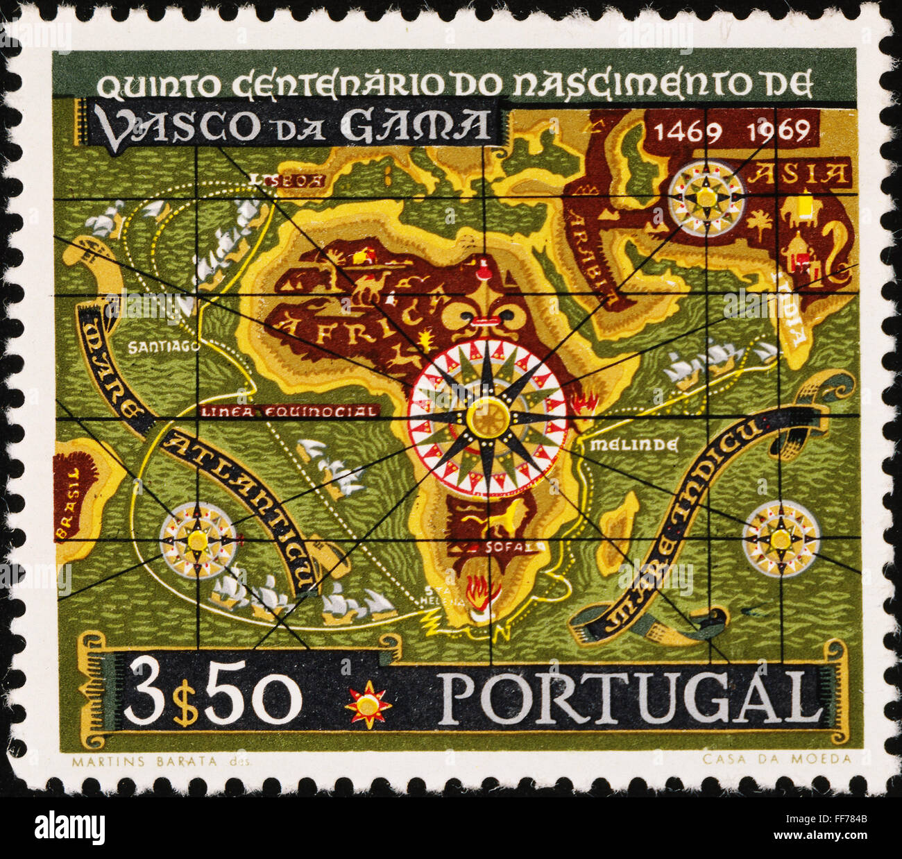 VASCO da GAMA, 1969. /nMap of Africa and part of Asia showing Vasco da ...
