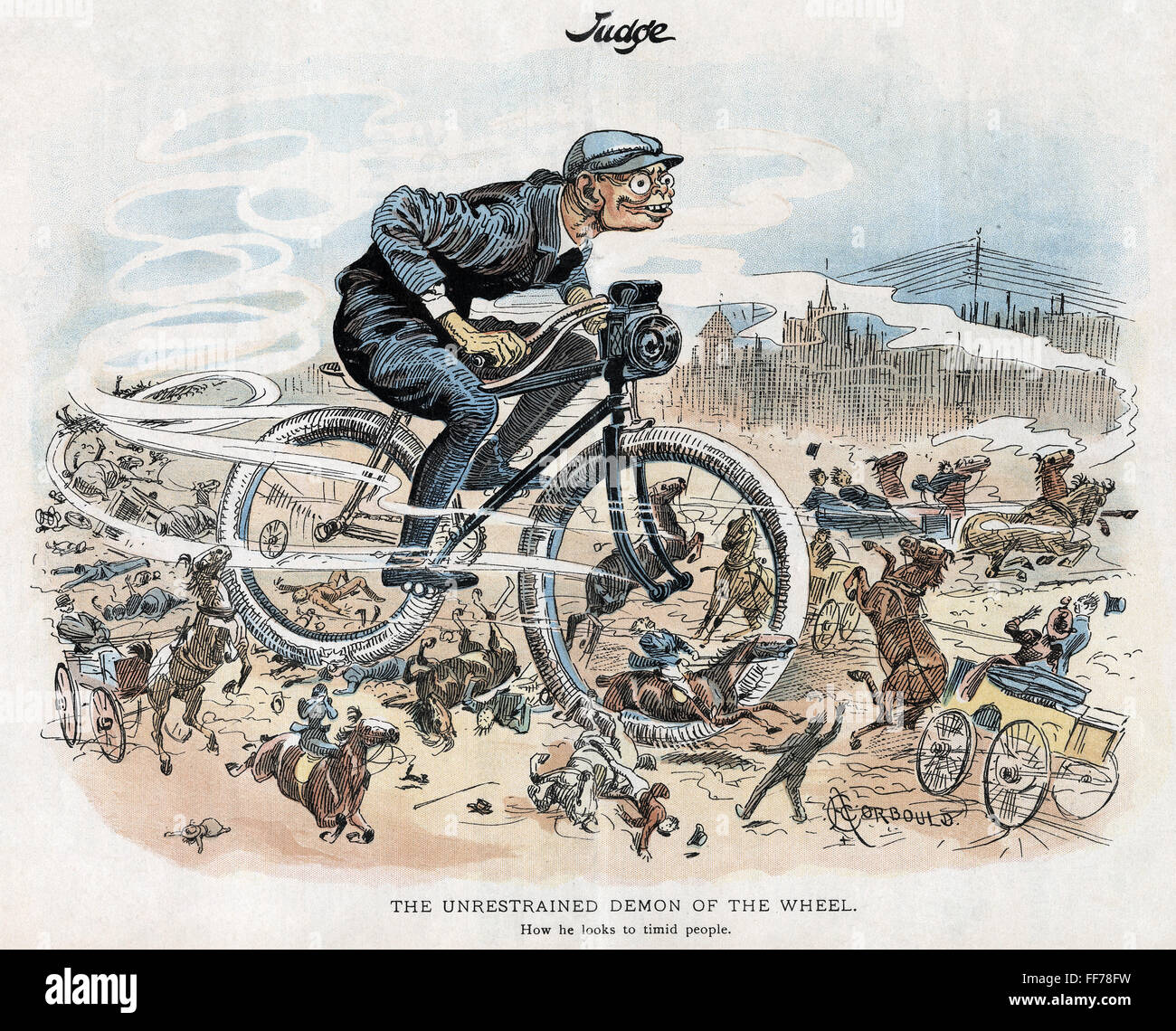BICYCLING CARTOON. /nAmerican magazine cartoon, 1893, on the bicycle ...