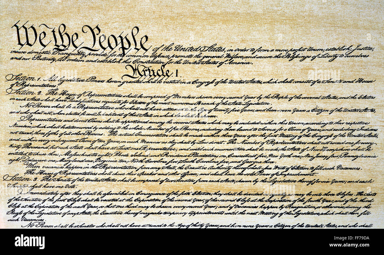 CONSTITUTION. /nPreamble and beginning of Article I of the Constitution ...