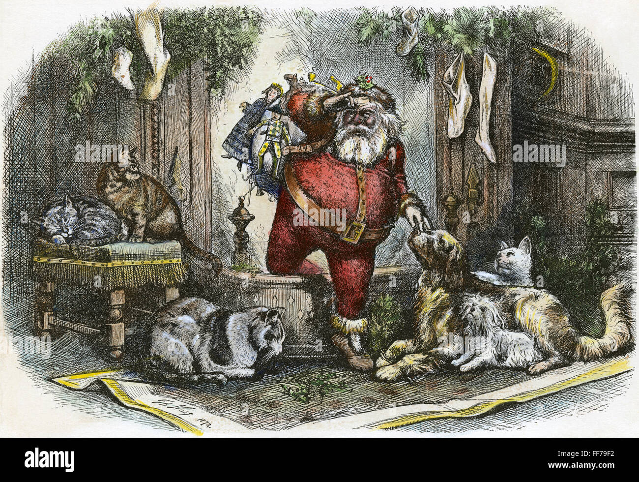 THOMAS NAST: SANTA CLAUS. /n"The Coming of Santa Claus". Colored ...