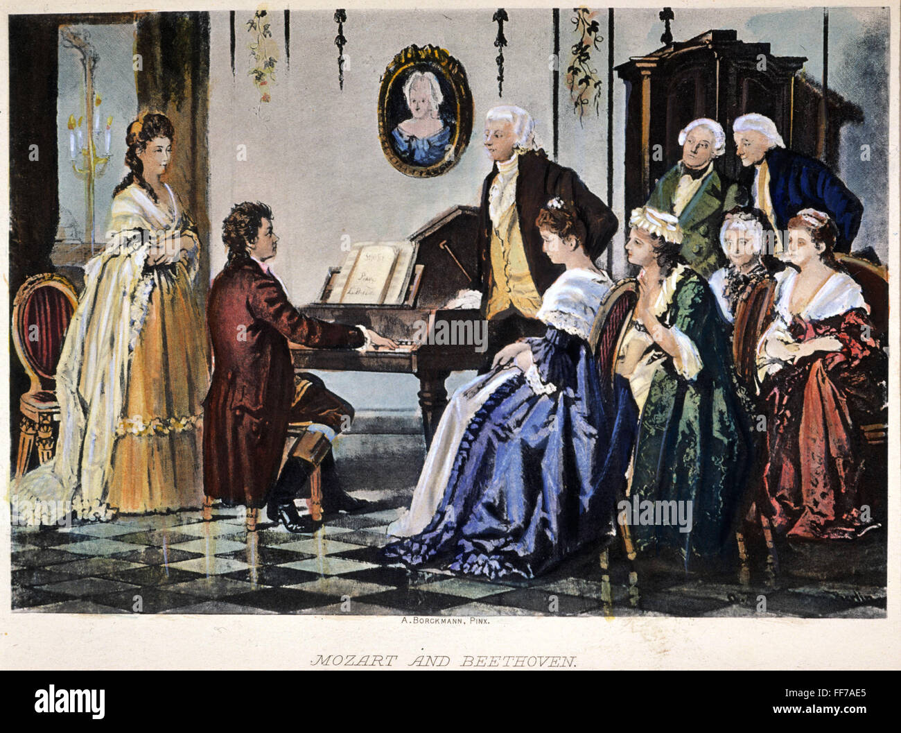 BEETHOVEN & MOZART, 1787. /nLudwig van Beethoven at the piano while his ...