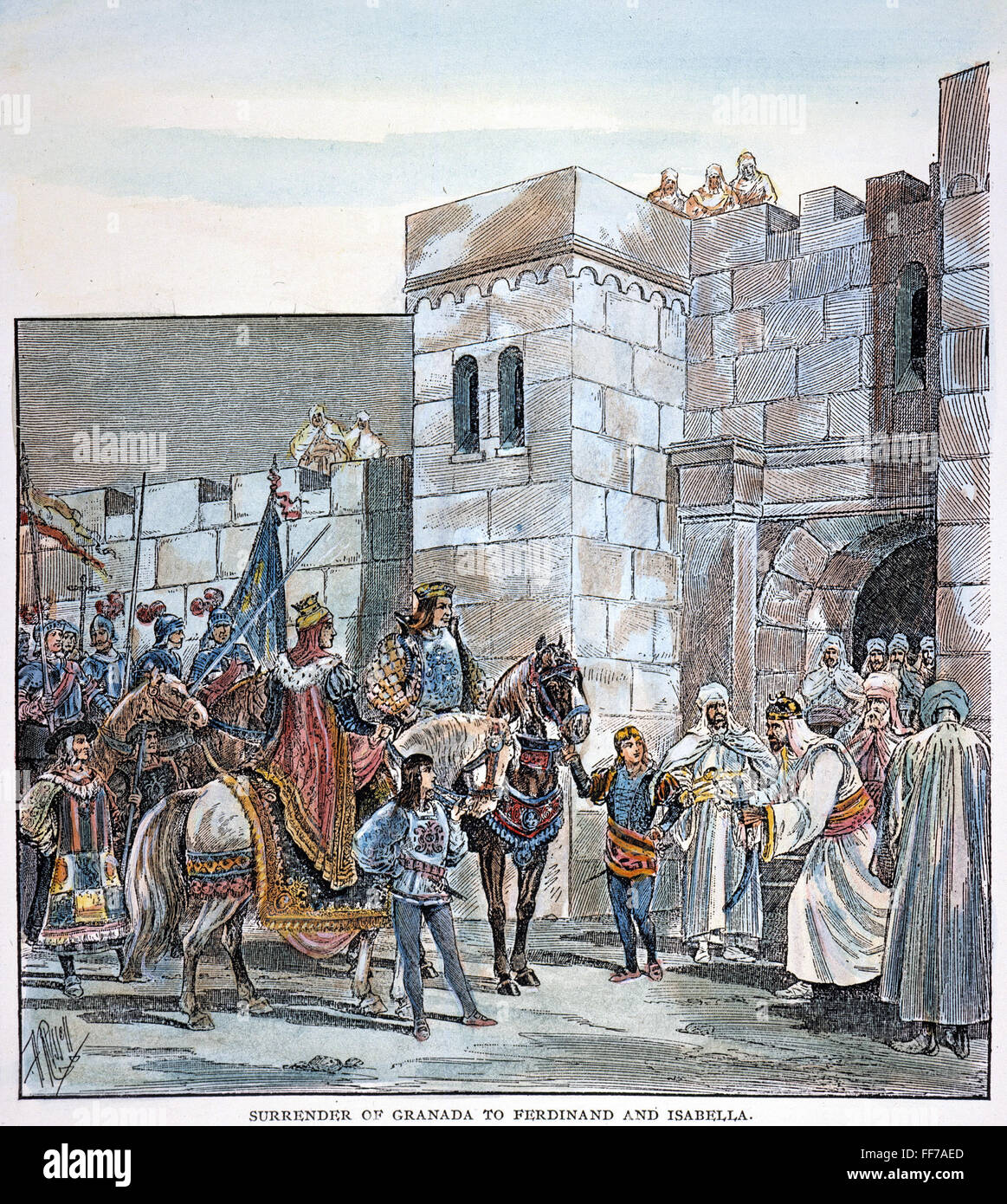 SURRENDER OF GRANADA. /nIn 1492 to King Ferdinand and Queen Isabella of ...