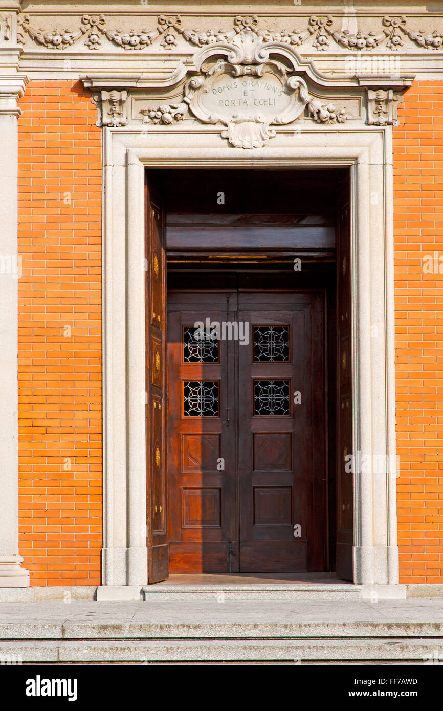 door in italy lombardy column the milano old church closed brick ...