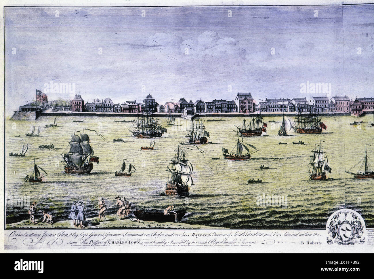 SC: CHARLESTON, 1739. /nDetail from a color engraving, 1739 Stock Photo ...