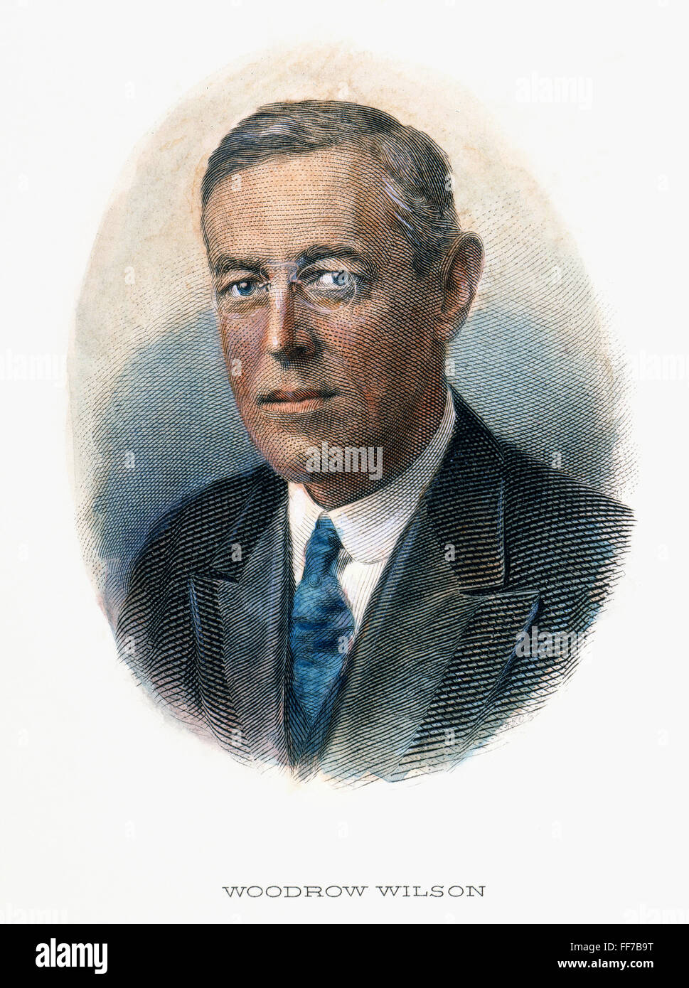 WOODROW WILSON (1856-1924). /nContemporary color engraving Stock Photo ...