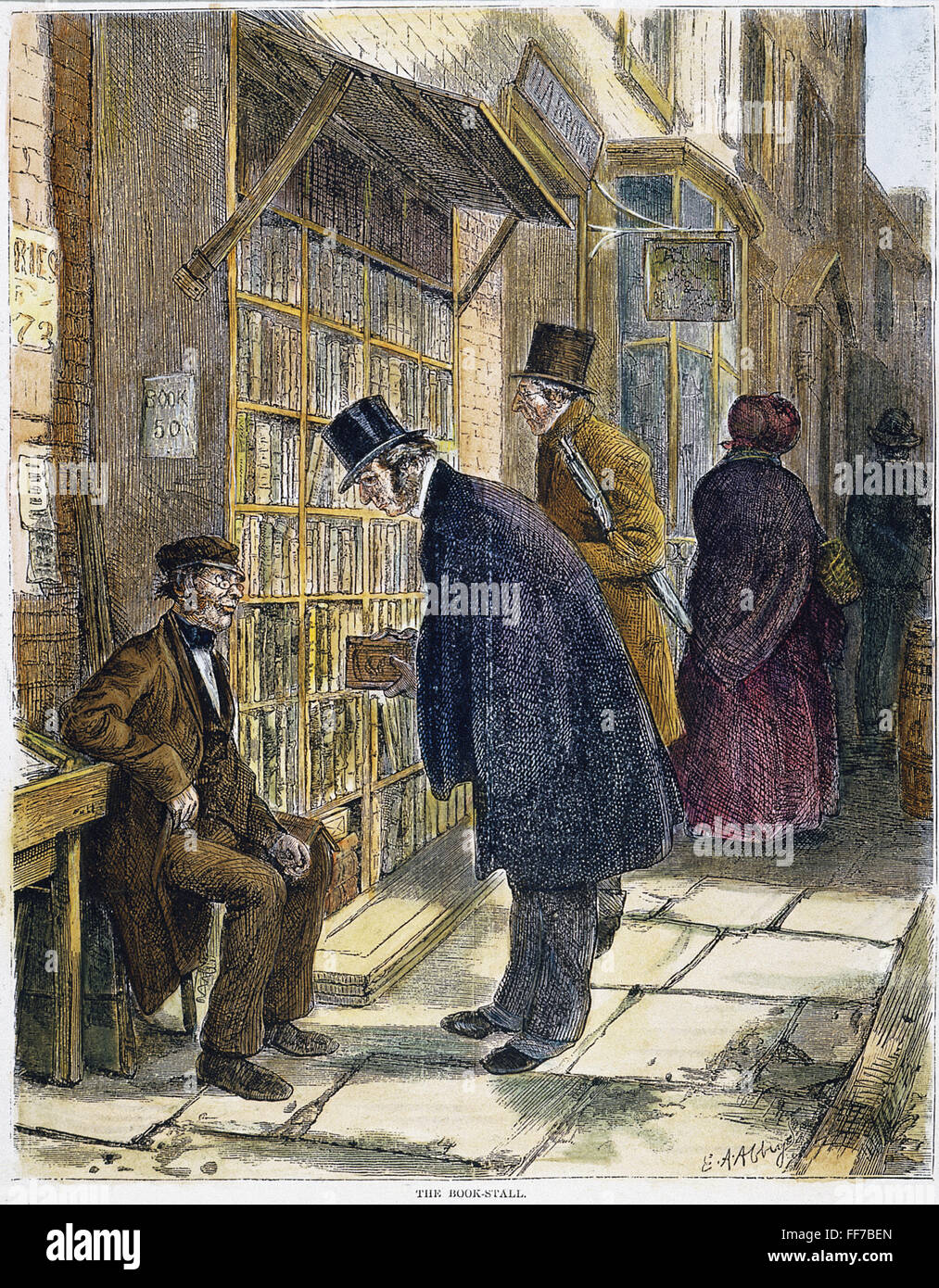 BOOK STALL, 1874. /n'The Book-Stall.' Color engraving, 1874, after ...