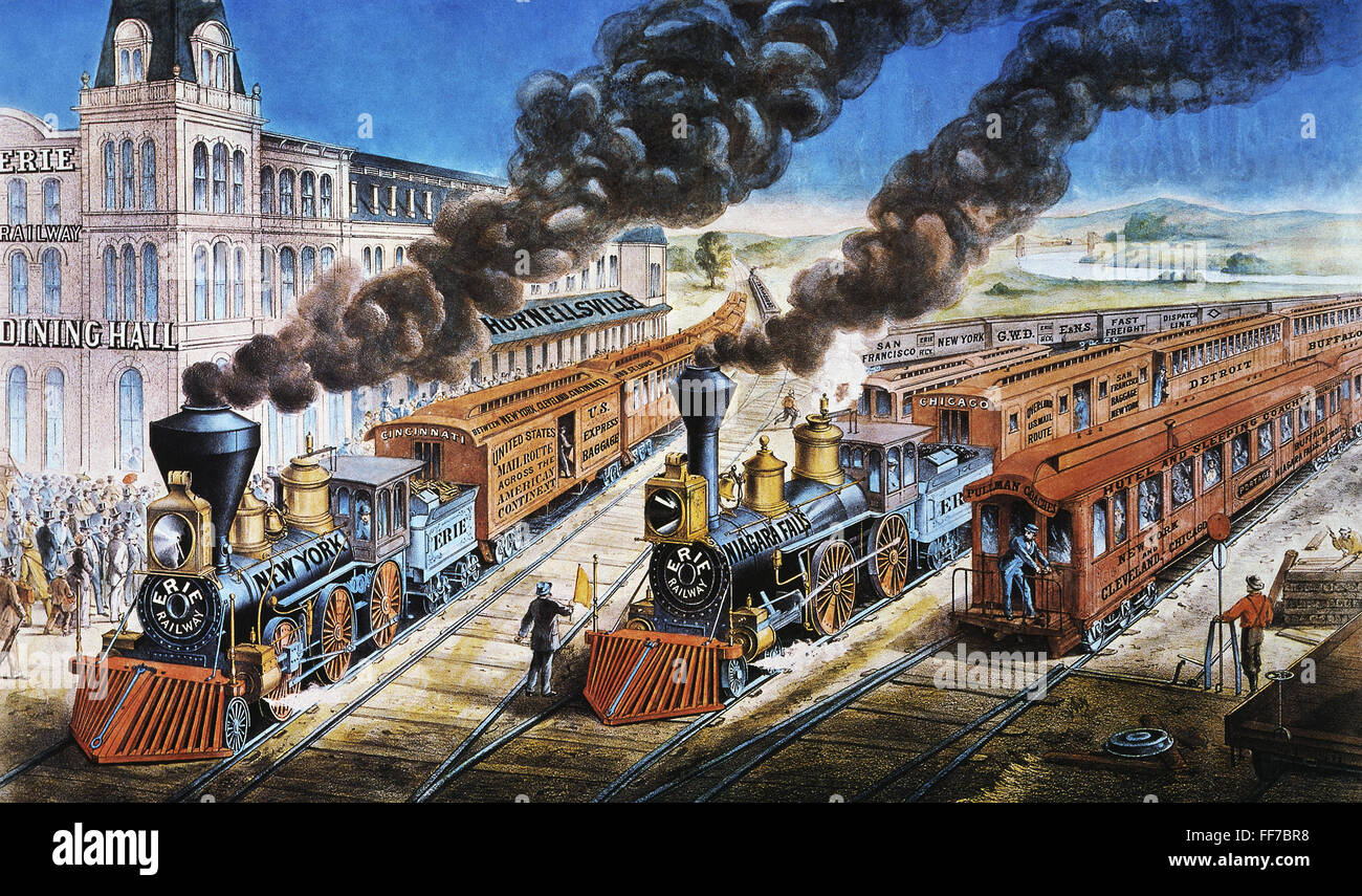 AMERICAN RAILWAY, 1876. /nAn American Railway Scene, at Hornellsville ...