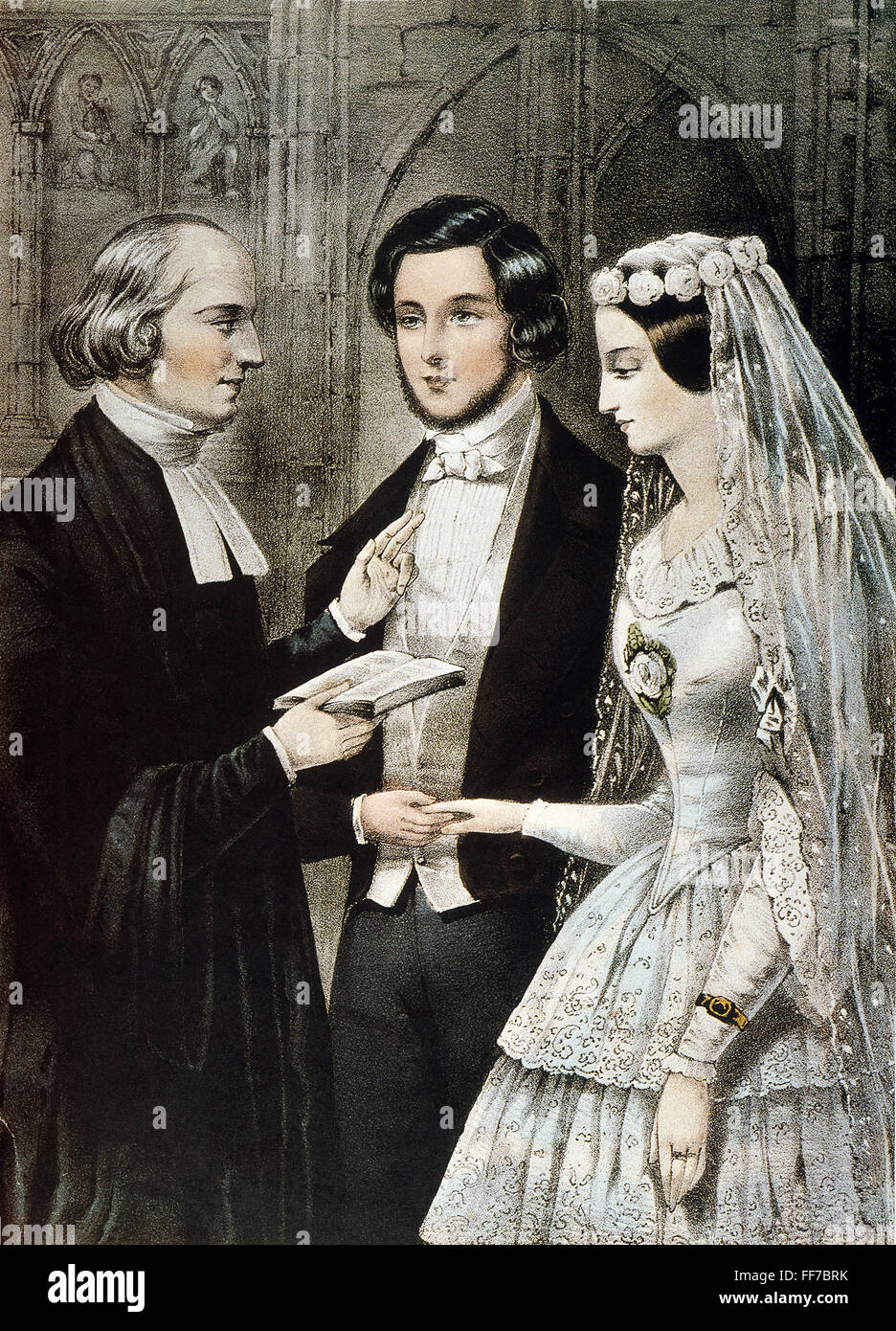 CURRIER: THE MARRIAGE. /nLithograph by Nathaniel Currier, 1847 Stock ...