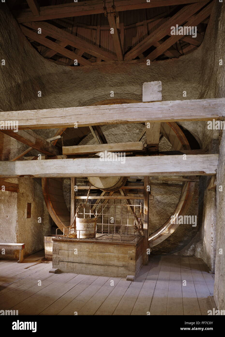 mining, equipment, treadwheel for carrying rubble out of pits, 15th ...