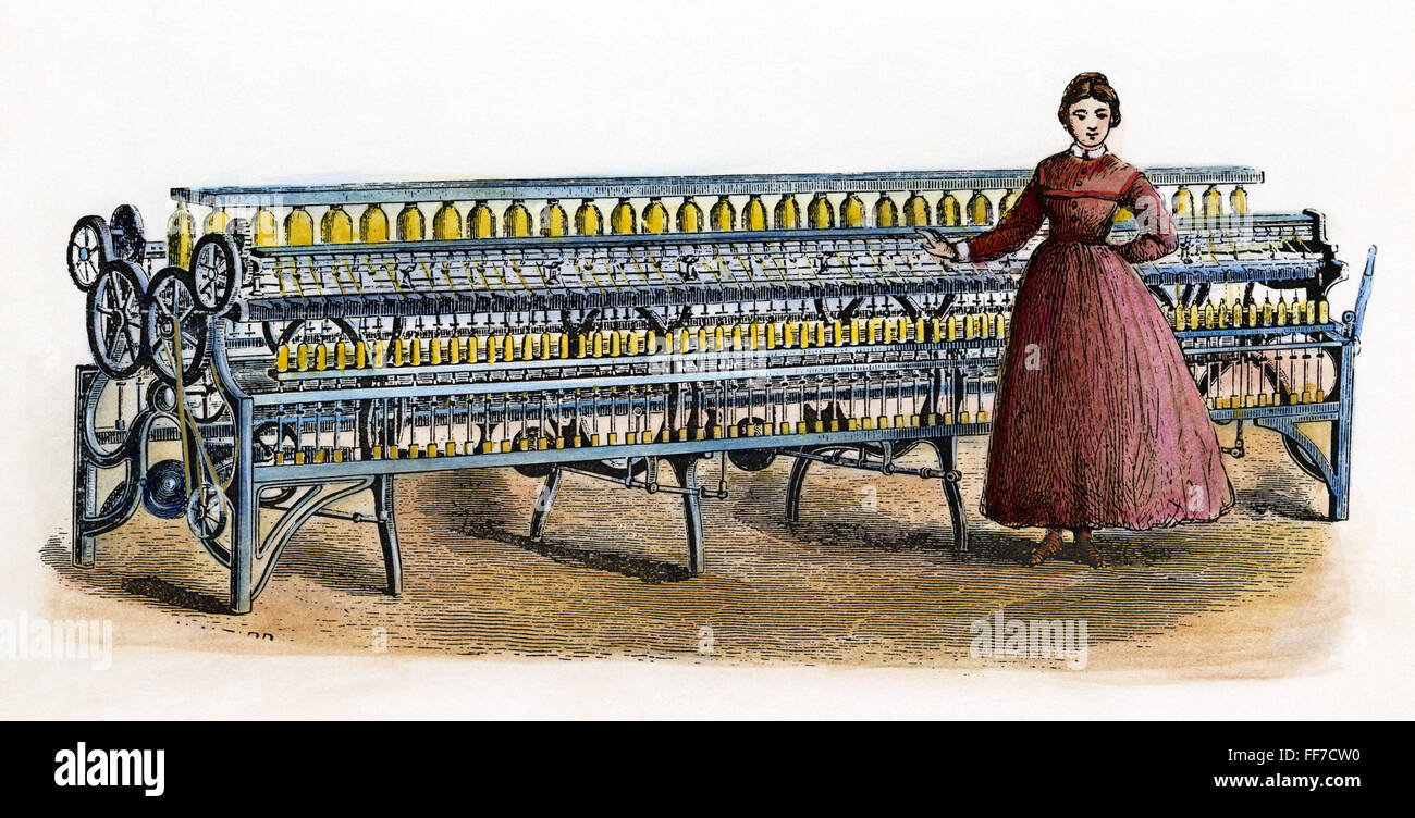 MASSACHUSETTS MILL GIRL. /nA Massachusetts mill girl beside a Fales and ...