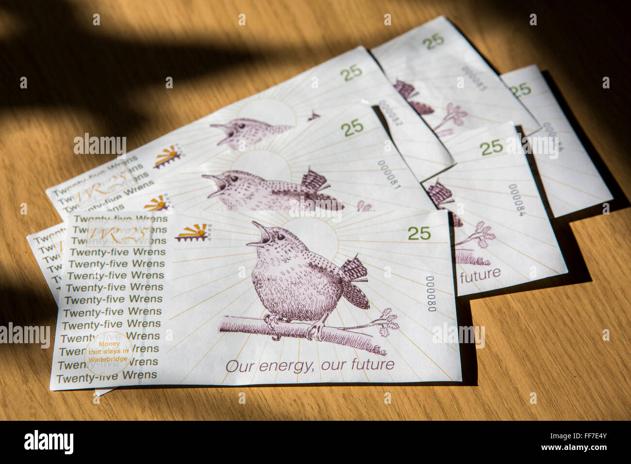 A collection of Wren currency which the Wadebridge Renewable Energy ...