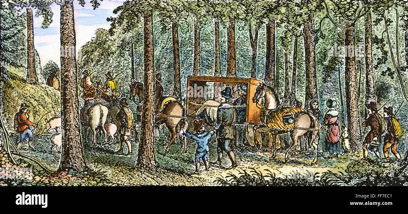 COLONIAL TRANSPORTATION. /nTravelling through the wilderness of 17th ...