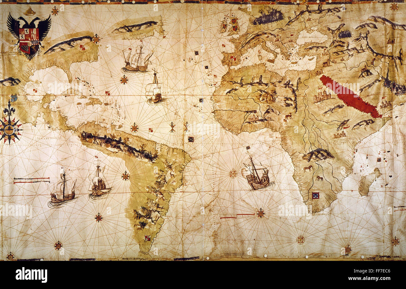 VESPUCCI'S WORLD MAP, 1526. /nJuan Vespucci's world map, 1526 Stock ...