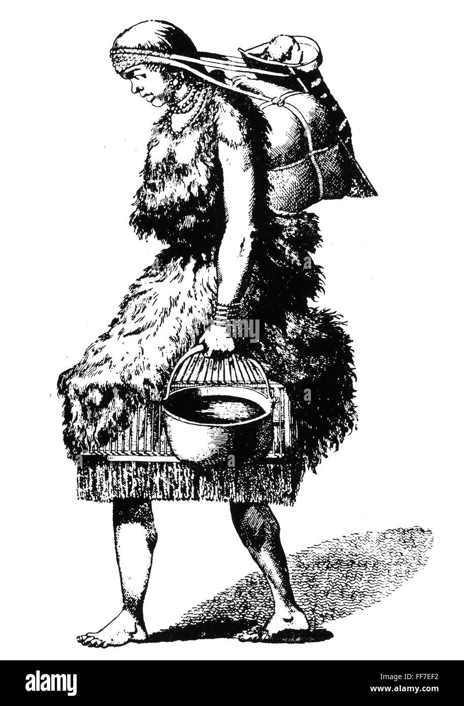 CREE WOMAN, 18th CENTURY. /nA woman of the Cree Native Americans. Line ...