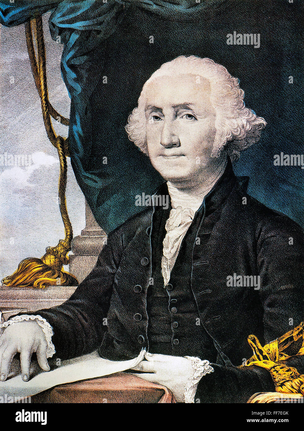 GEORGE WASHINGTON. /n(1732-1799). Lithograph by Nathaniel Currier Stock ...
