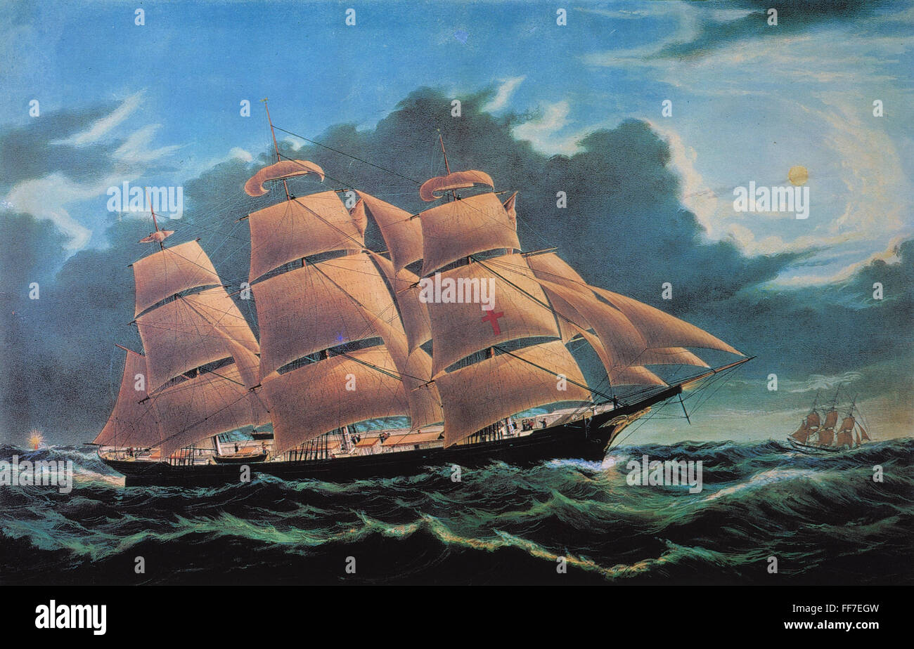 CLIPPER: DREADNOUGHT, 1856. /nClipper ship Dreadnought off Tuskar Light ...