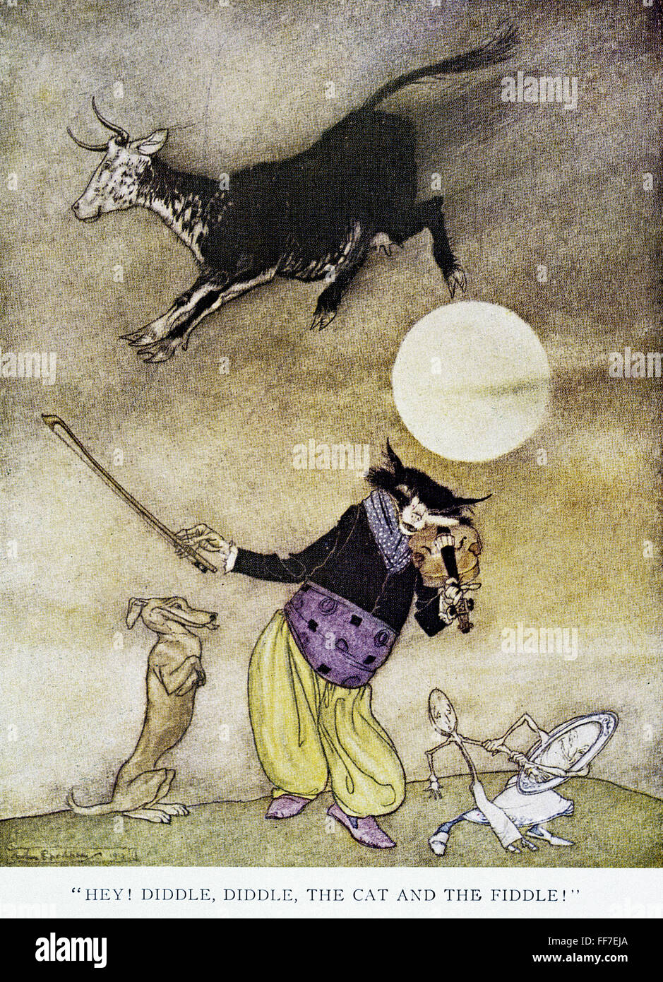 MOTHER GOOSE, 1913. /n'Hey Diddle Diddle.' Drawing by Arthur Rackham ...