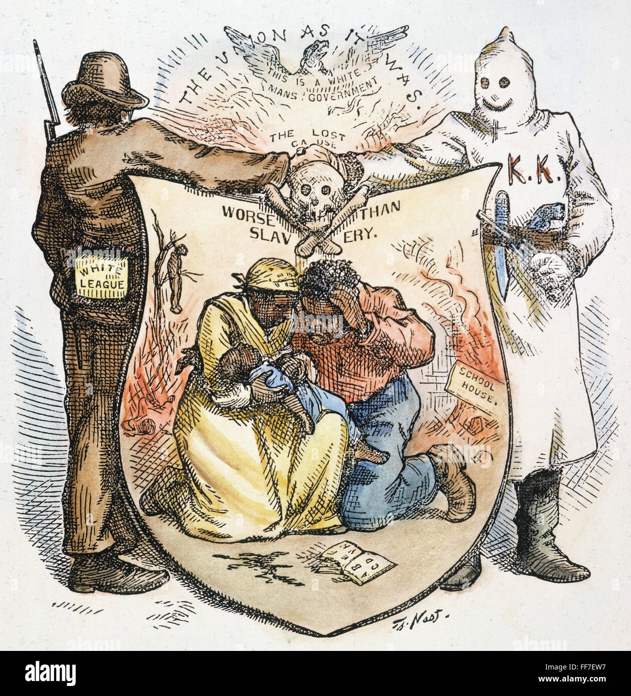 NAST: KU KLUX KLAN, 1874. /n'Worse Than Slavery.' A cartoon, 1874, by ...