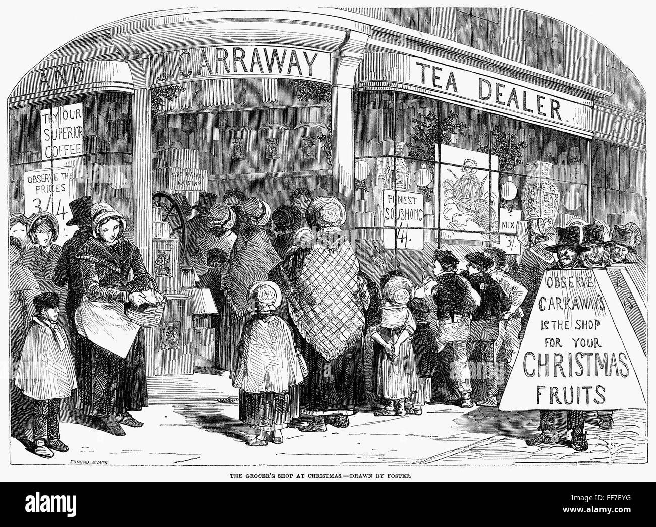 CHRISTMAS: ENGLAND, 1850. /nThe Grocer's Shop at Christmas. Wood ...