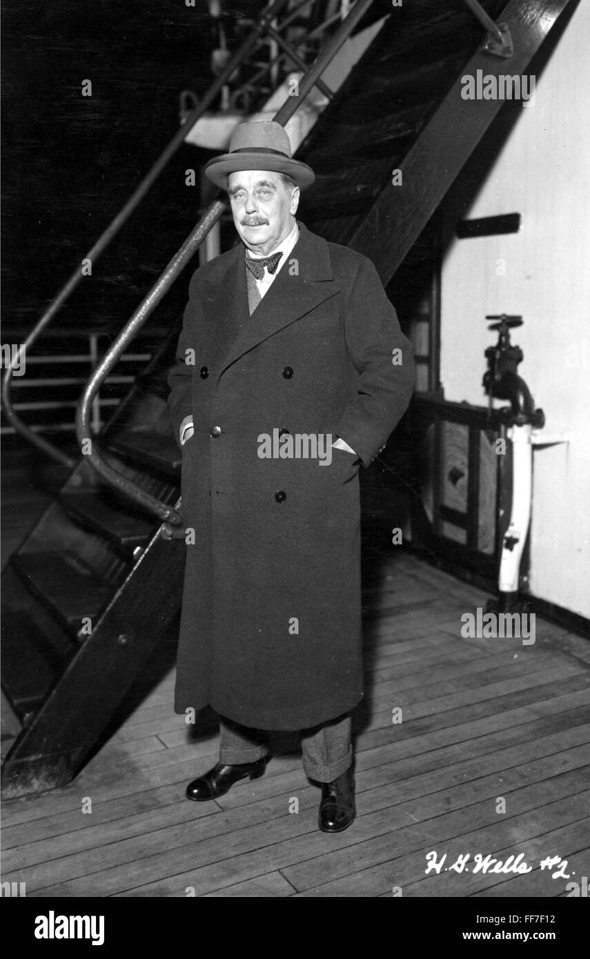 HERBERT GEORGE WELLS /n(1866-1946). English writer. Photographed ...