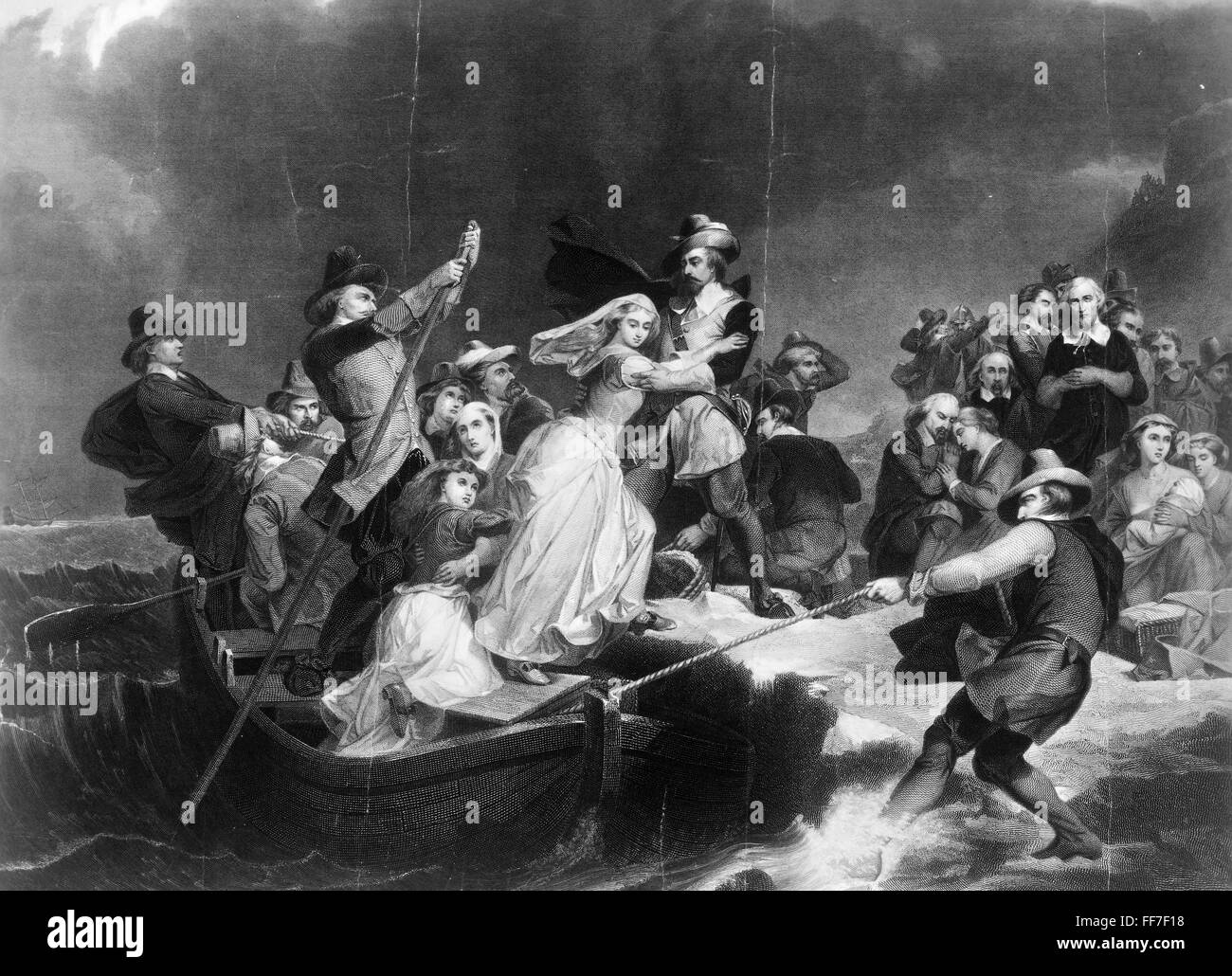 PLYMOUTH ROCK. /nThe Landing of the Pilgrims at Plymouth Rock, 1620 ...