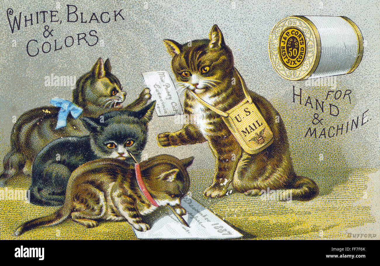 THREAD TRADE CARD, 1880. /nAmerican merchant's trade card, c1880 Stock ...