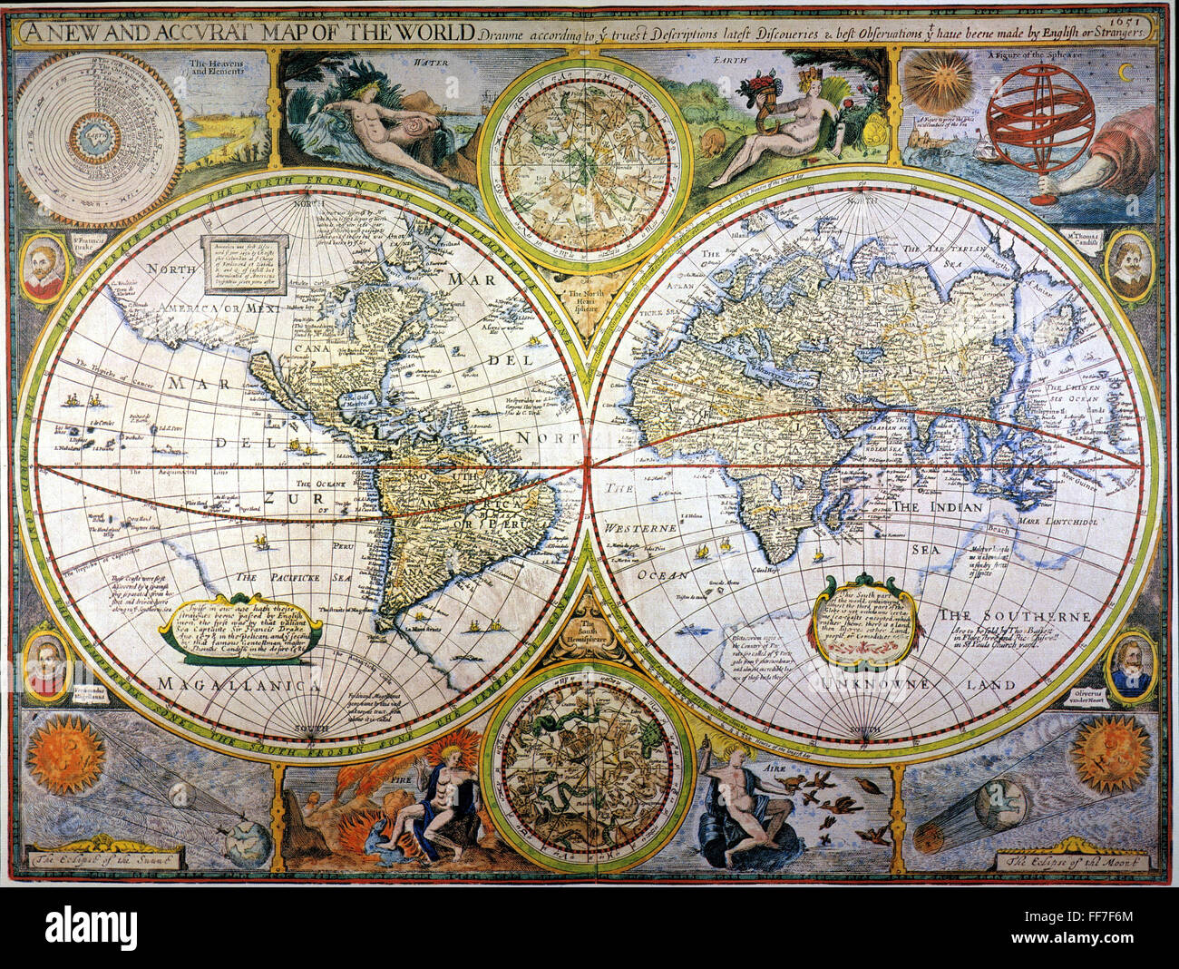 WORLD MAP. /nEnglish map of the world from 1651 Stock Photo - Alamy