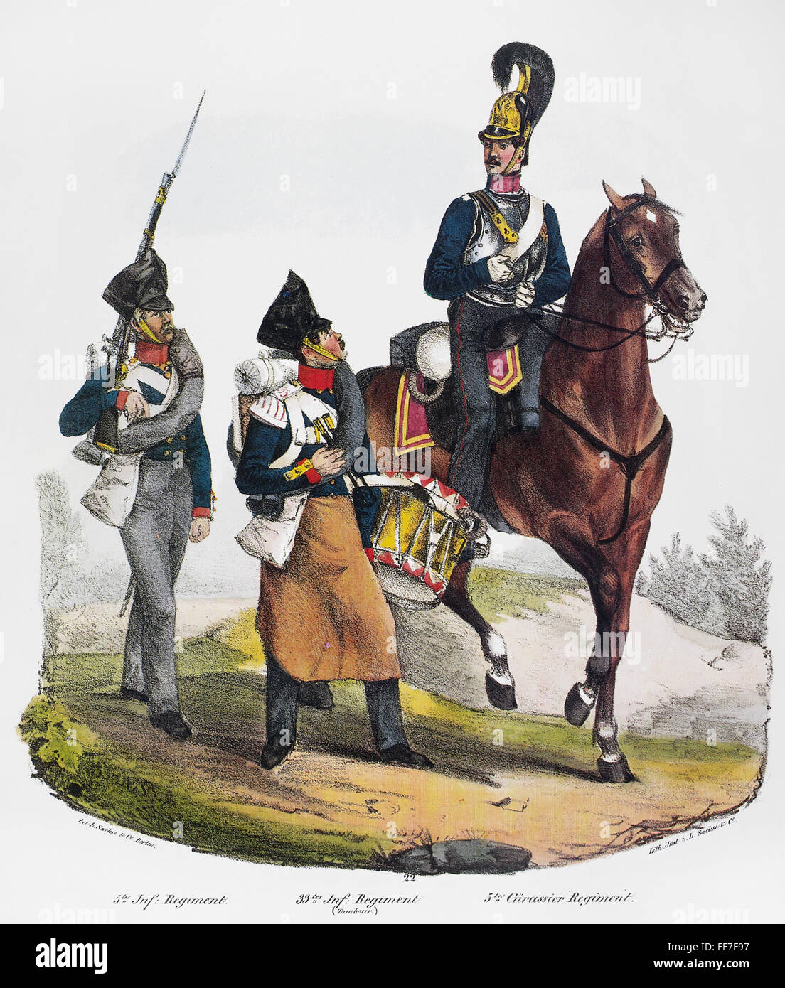 PRUSSIAN SOLDIERS, 1830. /nSoldier of the Fifth Infantry Regiment ...