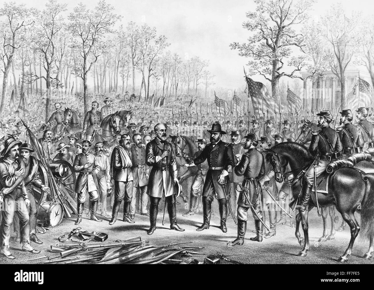 LEE'S SURRENDER, 1865. /nThe surrender of General Lee to General Grant ...
