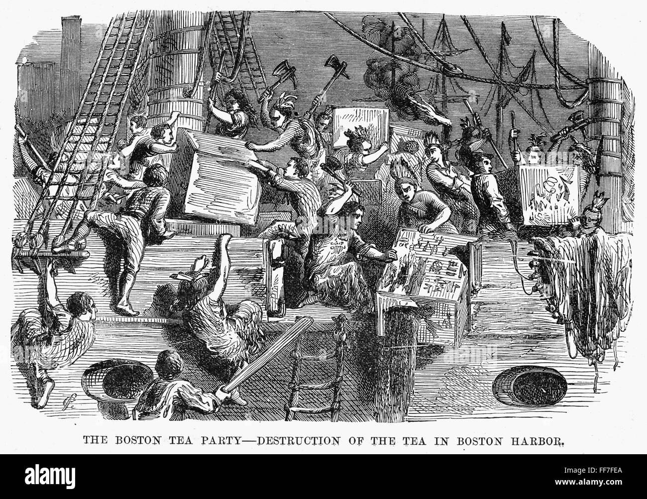 BOSTON TEA PARTY, 1773. /nDestruction of the tea in Boston Harbor, 16 ...