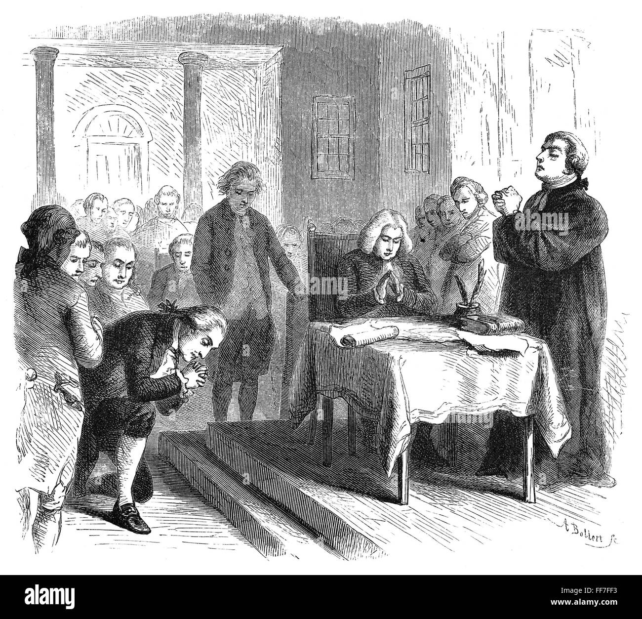 CONTINENTAL CONGRESS, 1774. /nChaplain Jacob DuchΘ leading the first ...