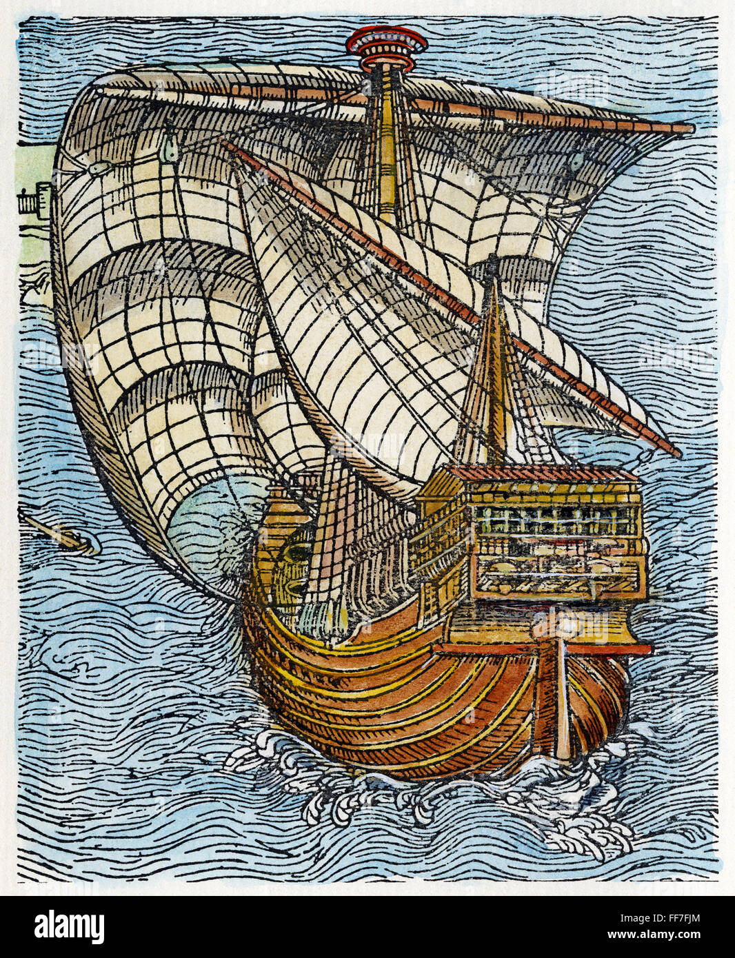 CARAVEL: LATEEN-SAIL, 1486. /nThe stern of a caravel, showing the ...