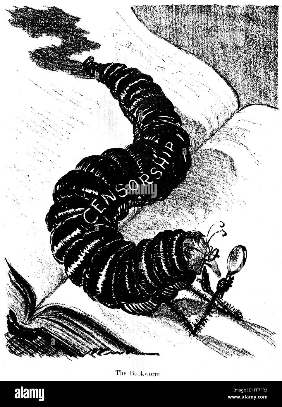 CENSORSHIP CARTOON, 1925. /n'The Bookworm.' Cartoon, American, c1925 ...