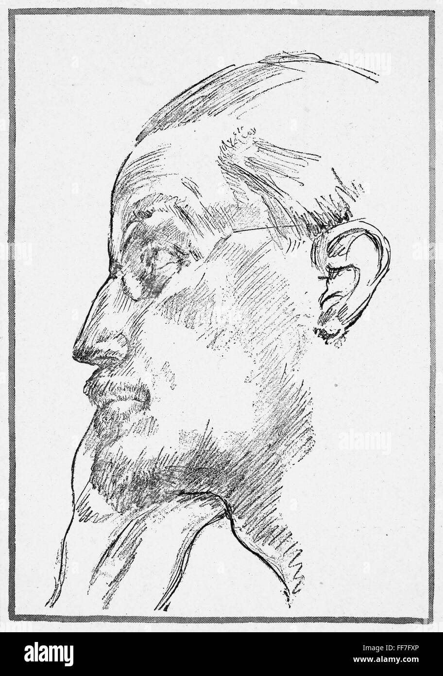 JAMES JOYCE (1882-1941). /nIrish writer. Drawing, 1922, by Mina Loy ...