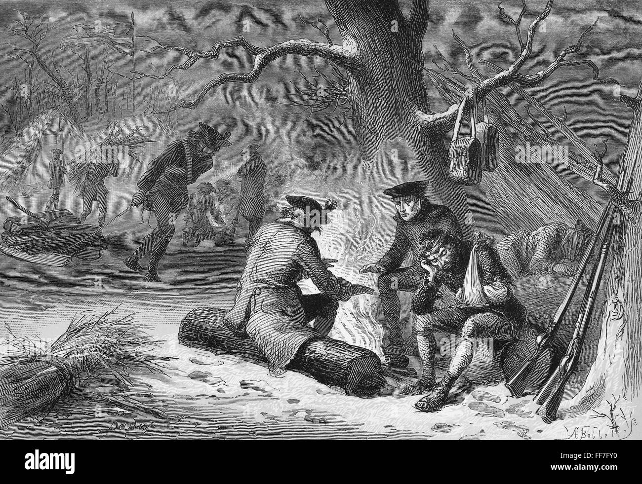 VALLEY FORGE: WINTER, 1777. /nAmerican troops at Valley Forge during ...
