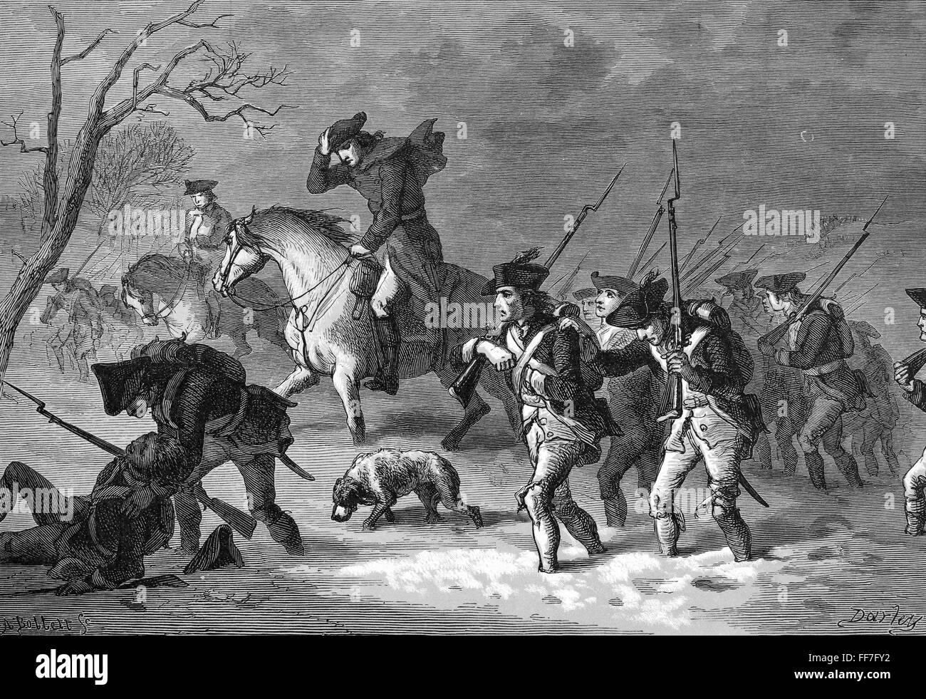 MARCH TO VALLEY FORGE, 1777. /nThe Continental Army marching to Valley ...