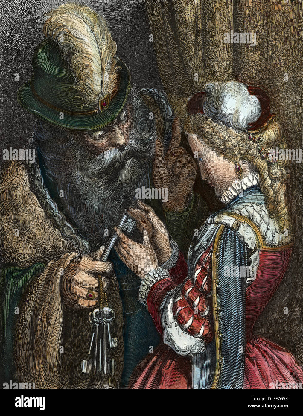PERRAULT: BLUEBEARD, 1867. /nBluebeard giving his wife the keys to the ...