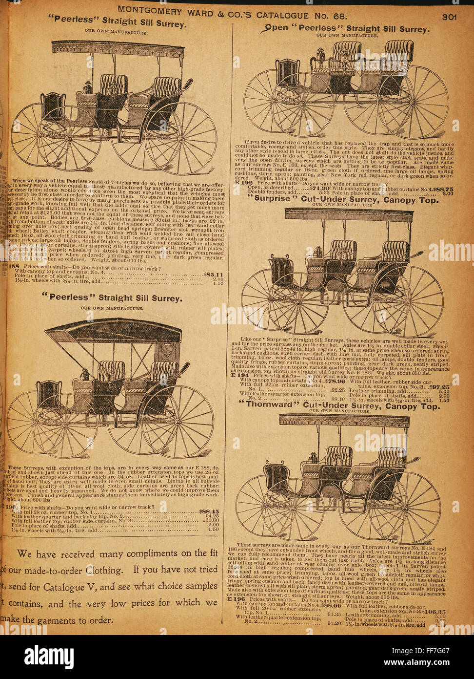 CATALOG PAGE, c1900. /nPage from a Montgomery Ward Catalogue Stock ...