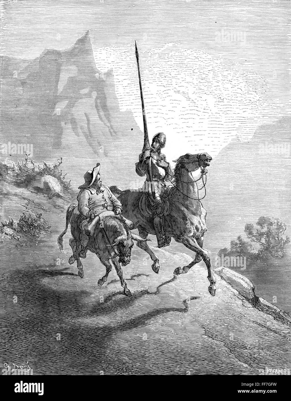 DON QUIXOTE AND SANCHO. /nDon Quixote and Sancho Panza setting out at ...