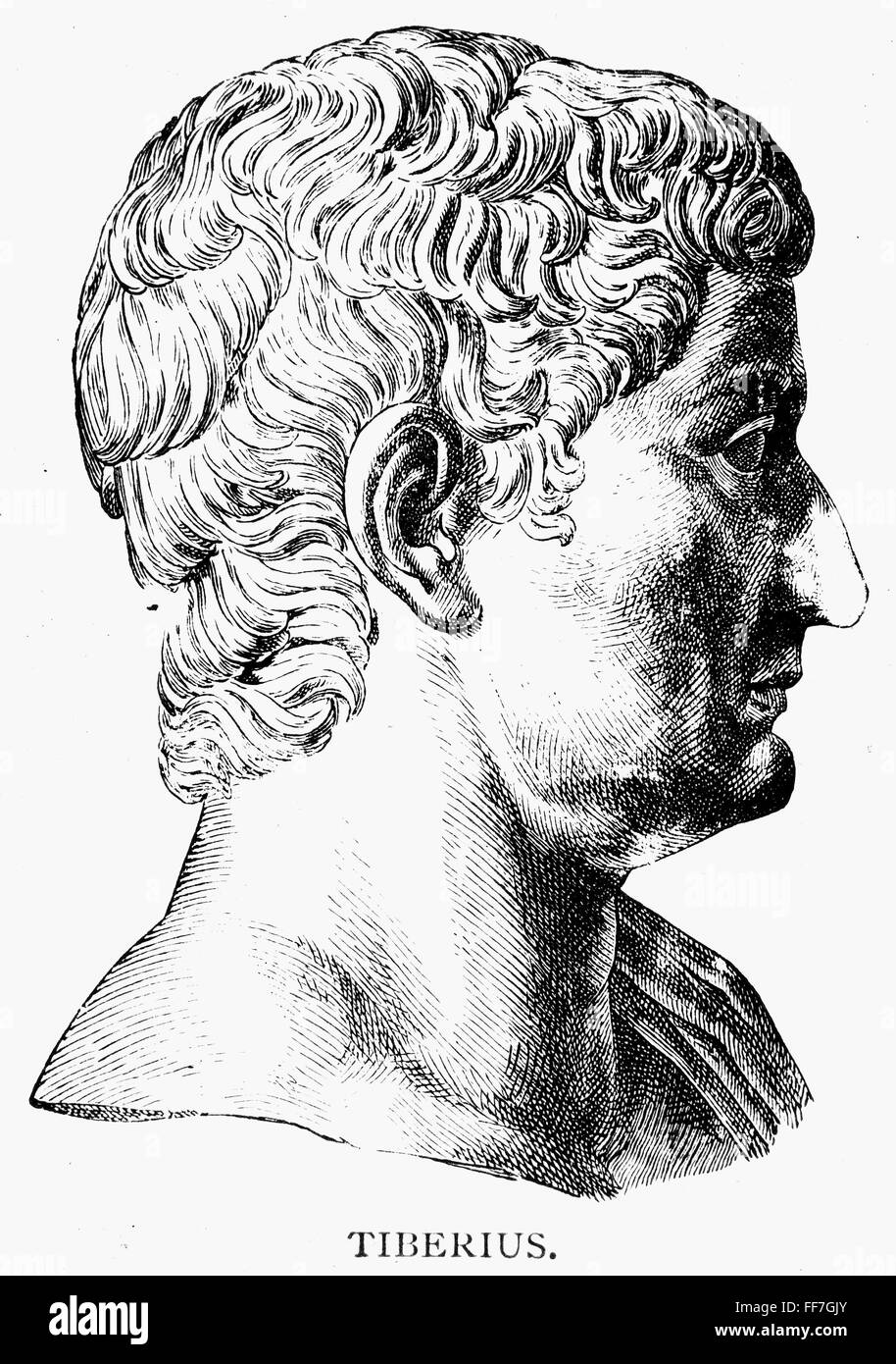 TIBERIUS (42 B.C.- 37 A.D.). /nEmperor of Rome, 14-37 A.D. Line ...