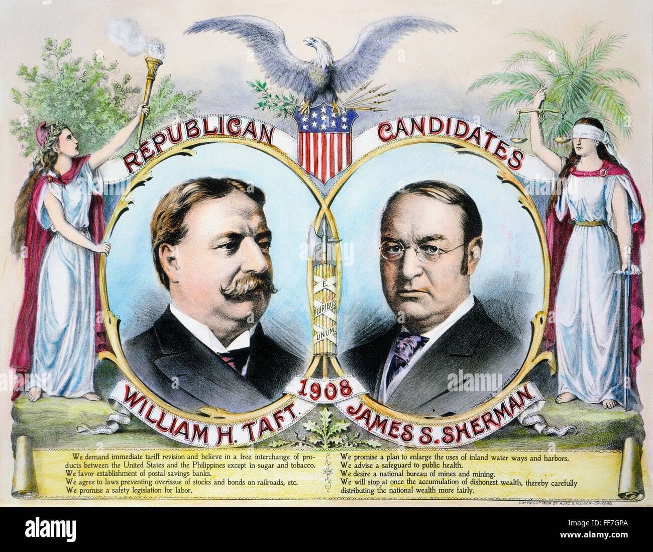 PRESIDENTIAL CAMPAIGN, 1908. /nWilliam Howard Taft and James S. Sherman ...