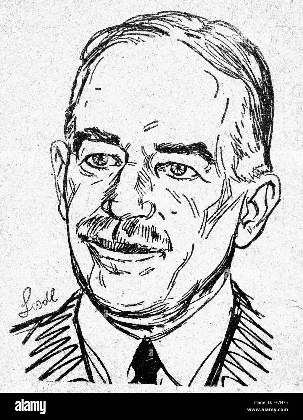 JOHN MAYNARD KEYNES /n(1883-1946). English economist. Drawing, 1945 ...