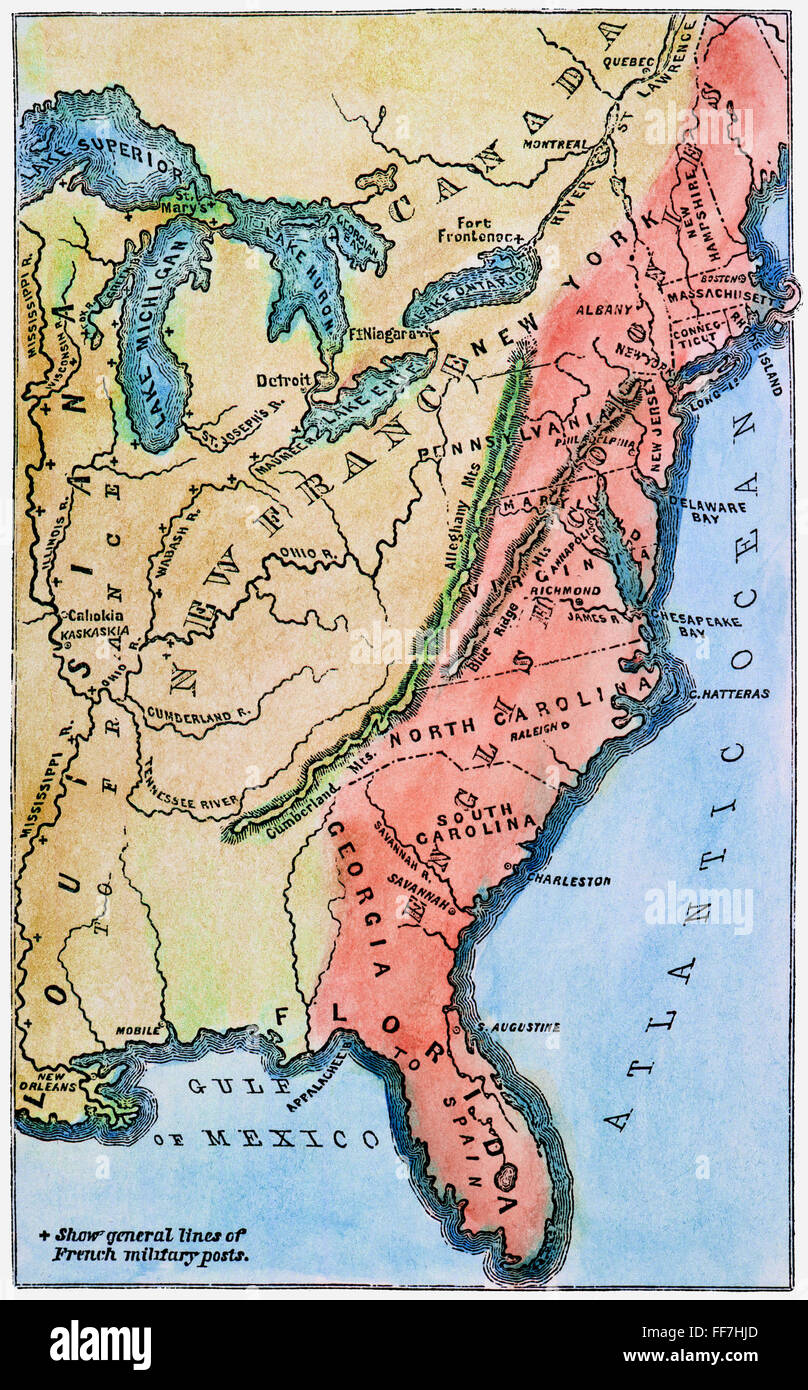 COLONIAL AMERICA MAP. /nA map of the thirteen original American ...